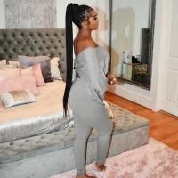 China wholesale custom women ruched butt yoga set grey tight sports suit ladies workout sportswear long sleeve gym wear for sale