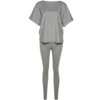 China wholesale custom women ruched butt yoga set grey tight sports suit ladies workout sportswear long sleeve gym wear for sale