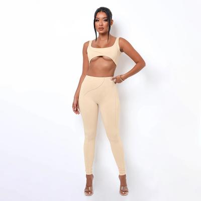 China Wholesale New design women two pieces sports set seamless yoga leggings and bra ladies solid color yoga set for sale
