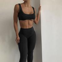 China Wholesale New design women two pieces sports set seamless yoga leggings and bra ladies solid color yoga set for sale