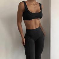 China Wholesale New design women two pieces sports set seamless yoga leggings and bra ladies solid color yoga set for sale