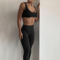 China Wholesale New design women two pieces sports set seamless yoga leggings and bra ladies solid color yoga set for sale