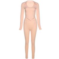 China New design High Quality Fitness clothes Gym wear Fashionable Sports Leisure Long Sleeve 2 Piece Seamless sport suit crop top for sale
