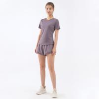 China High Quality women short sleeve Yoga set Sexy Shorts Two Piece Sport set Women solid color sportswear in stock for sale