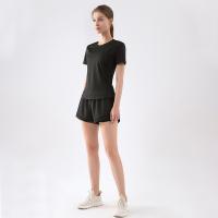 China High Quality women short sleeve Yoga set Sexy Shorts Two Piece Sport set Women solid color sportswear in stock for sale