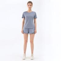 China High Quality women short sleeve Yoga set Sexy Shorts Two Piece Sport set Women solid color sportswear in stock for sale