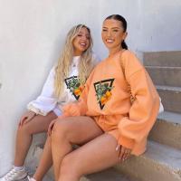 China new fashion ladies printed Sweatshirts hoodie and biker shorts women long sleeve two piece sport suit ems hoodie set for sale