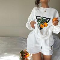 China new fashion ladies printed Sweatshirts hoodie and biker shorts women long sleeve two piece sport suit ems hoodie set for sale