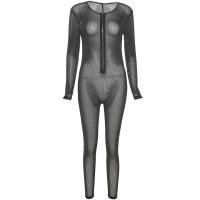 China 2021 new Casual Sportswear Hollow Out Skinny Fitness clothes long Jumpsuit Women Bodysuit Fashion Long Sleeve Workout sports set for sale