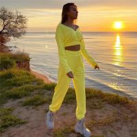 China Wholesale New Arrivals autumn fitness Clothes Solid Color Crop Top Hoodie 2 Piece yoga Pants Set Women Sweat Suits hoodie set for sale