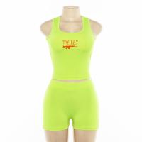 China summer fluorescent color women sport 2 piece short sets sportswear for sale