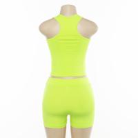 China summer fluorescent color women sport 2 piece short sets sportswear for sale