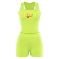 China summer fluorescent color women sport 2 piece short sets sportswear for sale