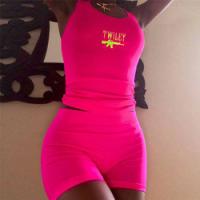 China summer fluorescent color women sport 2 piece short sets sportswear for sale