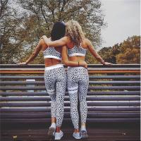 China Women Widen stripe Sports Set Printed Dot Leopard Grain Yoga two piece Set Gym sportswear for sale