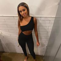 China Women One Shoulder Sports Leggings Jumpsuit Sleeveless Sports Clothing Women Rompers One Piece Jumpsuit for sale