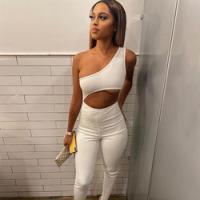 China Women One Shoulder Sports Leggings Jumpsuit Sleeveless Sports Clothing Women Rompers One Piece Jumpsuit for sale