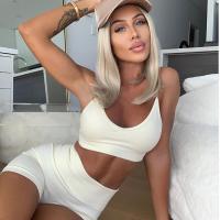 China New Sexy Back Sports Bra Gym Fitness Leggings Yoga Short Pants Sets For Women for sale