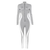 China 2020 women tight yoga Legging ladies Jumpsuit Long Sleeve Rompers Women Sexy front Zipper Clubwear One Piece Women Jumpsuits for sale