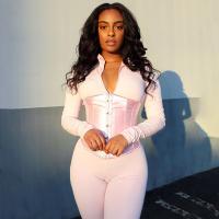 China New Women Solid Color Girdle long sleeve One-Piece Casual yoga Suit Women tight long Jumpsuit for sale