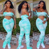 China new design Beauty strapless Two Piece sports Set Women long pants Sportswear for sale