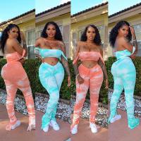 China new design Beauty strapless Two Piece sports Set Women long pants Sportswear for sale