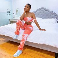 China new design Beauty strapless Two Piece sports Set Women long pants Sportswear for sale
