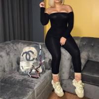 China Wholesale fitness Apparel Women Solid Color Off Shoulder Sexy Bodycon Jumpsuit one piece yoga set for sale