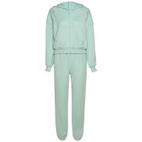 China Hot sale 2020 two-piece solid color sports set casual gym wear hoodie long sleeve sportswear fall loose yogawear hoodie set for sale