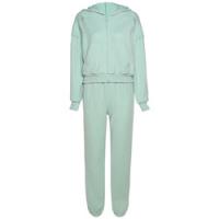China Hot sale 2020 two-piece solid color sports set casual gym wear hoodie long sleeve sportswear fall loose yogawear hoodie set for sale