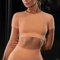 China custom logo Women two pieces Yoga Sets Hot-selling solid color Sports T-shirt And High waist yoga Legging Gym Fitness clothes for sale