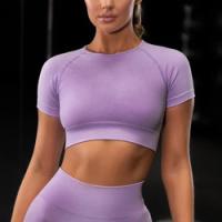 China custom logo Women two pieces Yoga Sets Hot-selling solid color Sports T-shirt And High waist yoga Legging Gym Fitness clothes for sale