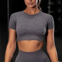 China custom logo Women two pieces Yoga Sets Hot-selling solid color Sports T-shirt And High waist yoga Legging Gym Fitness clothes for sale