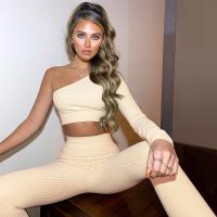 China Wholesale Gym Wear One Shoulder Sports Bra and Leggings Sets Women Sports Yoga Set Seamless sportswear for sale