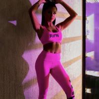 China 2021 new Fashion print elastic tracksuit 2 piece sports set woman Sportswear sleeveless crop tops high waist yoga leggings for sale