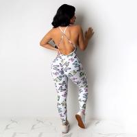 China new fashion waist casual pants romper sexy Butterfly Backless Sports Fitness Jumpsuit woman yoga set for sale