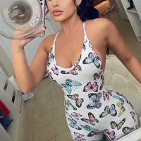 China new fashion waist casual pants romper sexy Butterfly Backless Sports Fitness Jumpsuit woman yoga set for sale