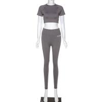 China Women Sportswear Fitness Wear Crop Top Yoga Shirts and pants Seamless Short Sleeve Top Gym Sports suits for sale
