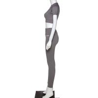 China Women Sportswear Fitness Wear Crop Top Yoga Shirts and pants Seamless Short Sleeve Top Gym Sports suits for sale