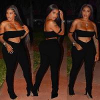 China hot sales solid color strapless  sportswear loose yoga women pants 2 piece fashion sports set for sale