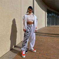 China 2021  Summer New  women casual pants new fashion print high waist wide leg pants Haren street slacks for sale
