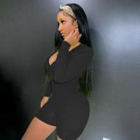 China Hot Sales Sexy Long Sleeve solid color one piece sportswear Women buckle Jumpsuit ladies yoga pants fitness clothes for sale