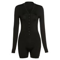 China Hot Sales Sexy Long Sleeve solid color one piece sportswear Women buckle Jumpsuit ladies yoga pants fitness clothes for sale