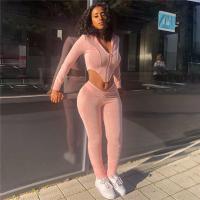China Custom ladies Fitness clothes Long Sleeve yoga set Seamless Two Pieces sports set Gym Wear Women Sportswear skinny sport apparel for sale