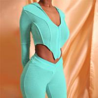 China Custom ladies Fitness clothes Long Sleeve yoga set Seamless Two Pieces sports set Gym Wear Women Sportswear skinny sport apparel for sale