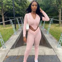 China Custom ladies Fitness clothes Long Sleeve yoga set Seamless Two Pieces sports set Gym Wear Women Sportswear skinny sport apparel for sale