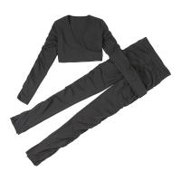 China long sleeve sports crop Top And Stacked Pants 2 Piece sports Set Women Casual Sportswear Fashion Workout clothing for sale