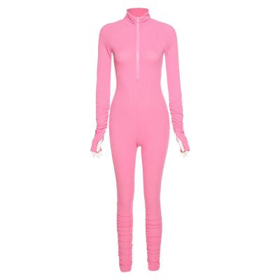 China new Autumn Winter Tight Long Sleeve yoga set yoga Pants O- Neck Half Zipper Sexy Rompers Women Jumpsuit for sale