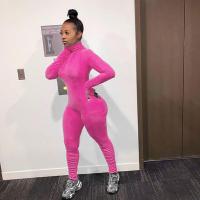 China new Autumn Winter Tight Long Sleeve yoga set yoga Pants O- Neck Half Zipper Sexy Rompers Women Jumpsuit for sale