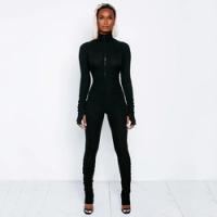 China new Autumn Winter Tight Long Sleeve yoga set yoga Pants O- Neck Half Zipper Sexy Rompers Women Jumpsuit for sale